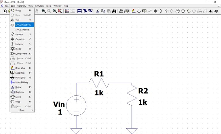 LTspice simulation tutorial on voltage divider - Circuit Generator